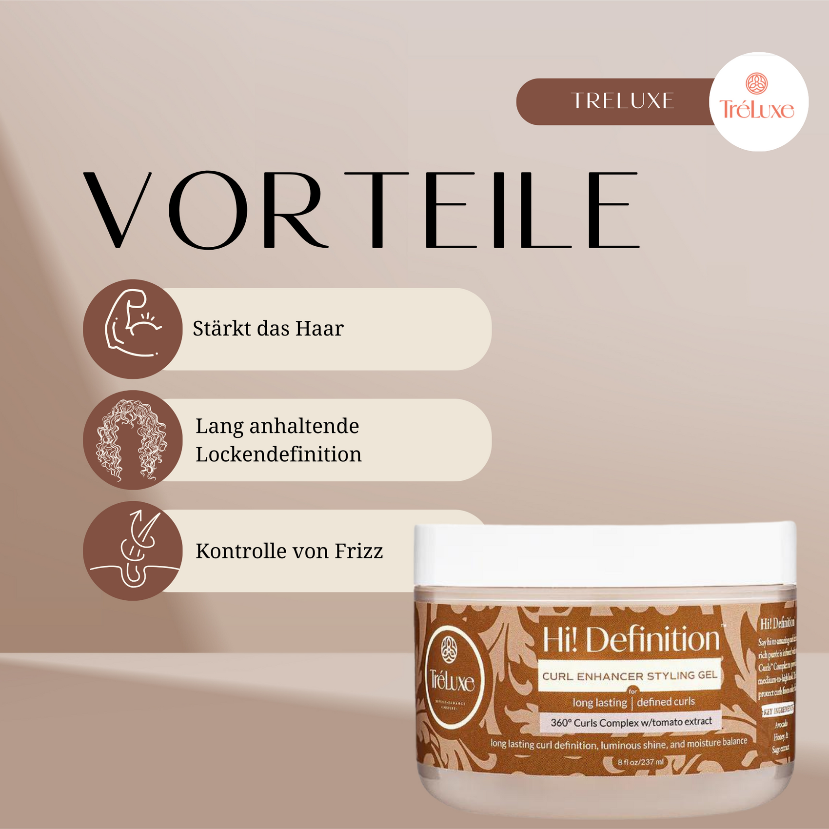 Tréluxe Hi Definition Curl Enhancer Styling Gel Sari Curls